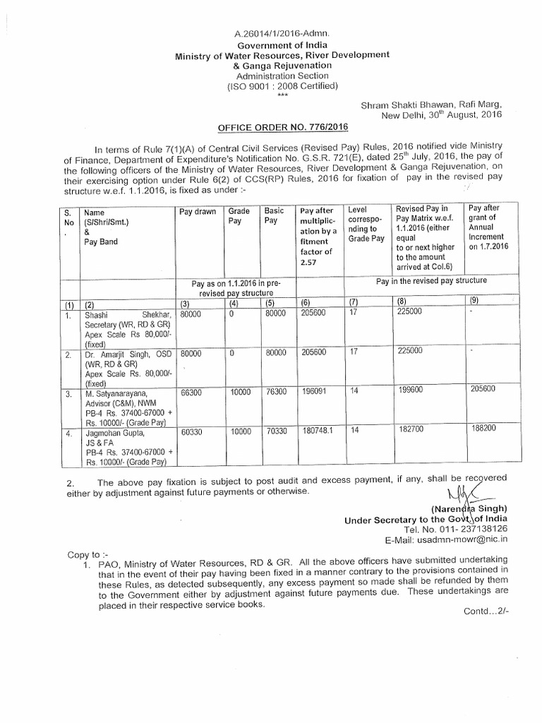 PayFixation-Order Water Resources | PDF