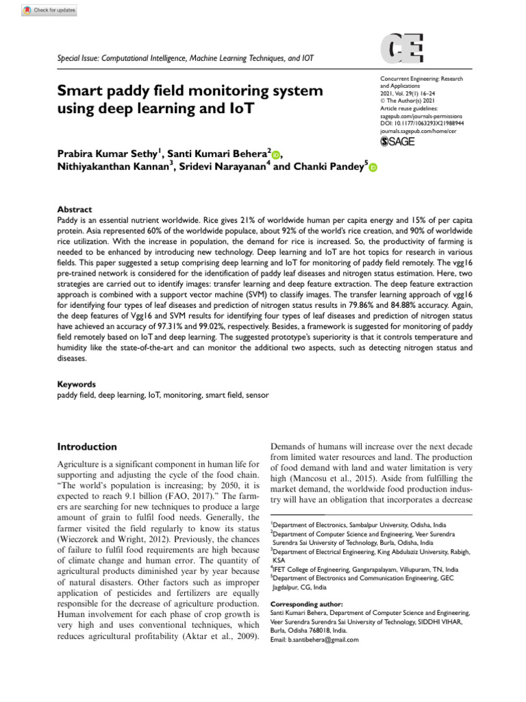 Sethy Et Al 2021 Smart Paddy Field Monitoring System Using Deep ...