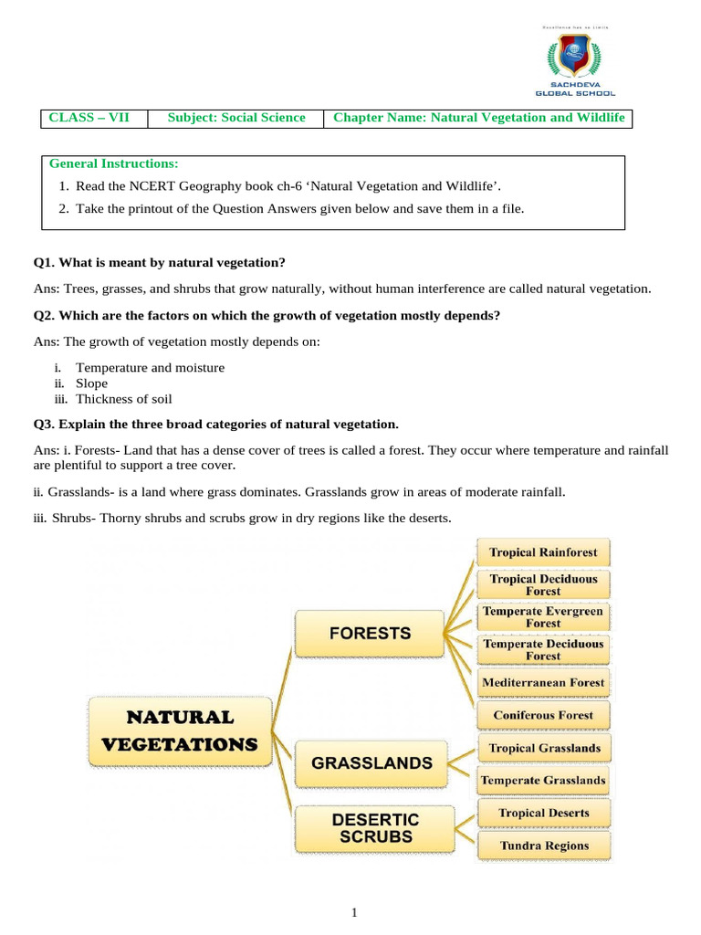 Vii Notes - 15 - SSC - Natural Vegetation and Wildlife | PDF