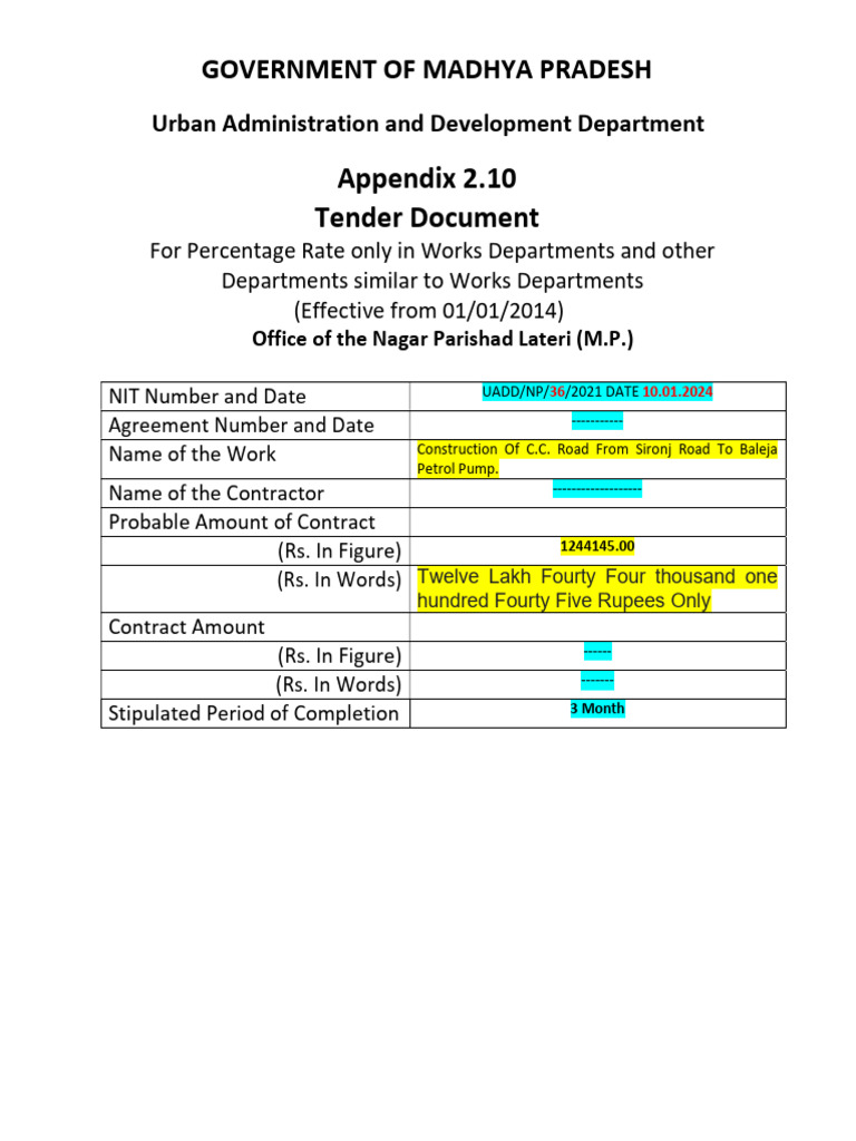 Tender Documents | PDF