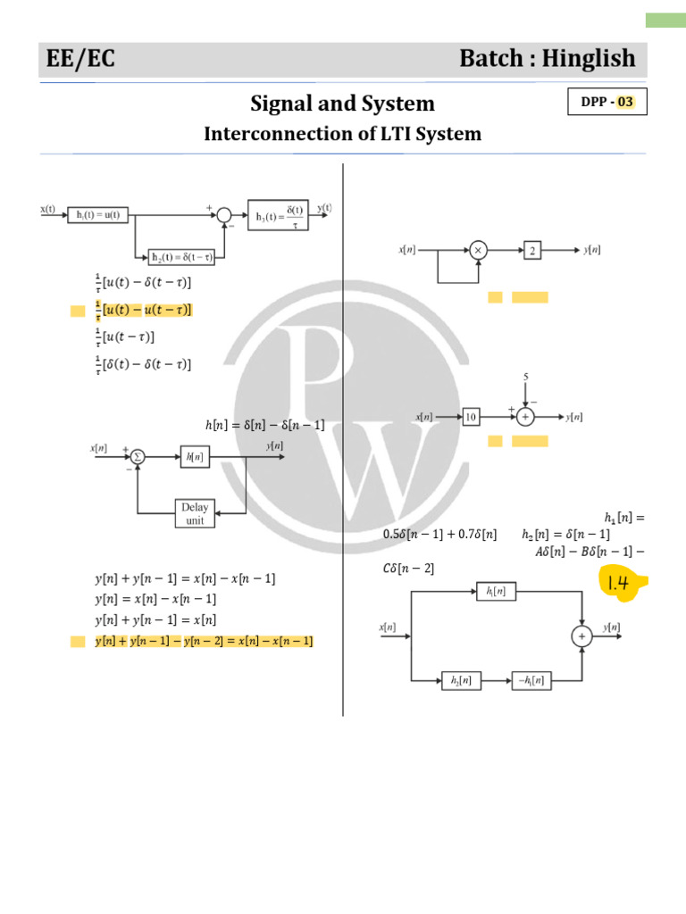 Ee/Ec Batch: Hinglish: Signal and System | PDF
