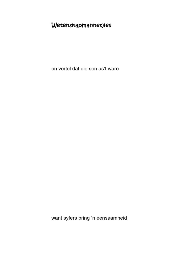 Wetenskapmannetjies - Gedig en Notas | PDF