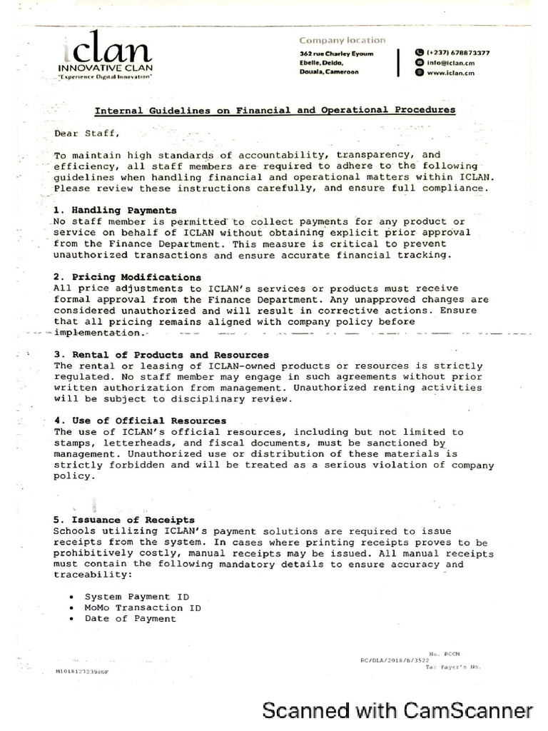 Internal Guidelines On Financial and Operational Procedures | PDF