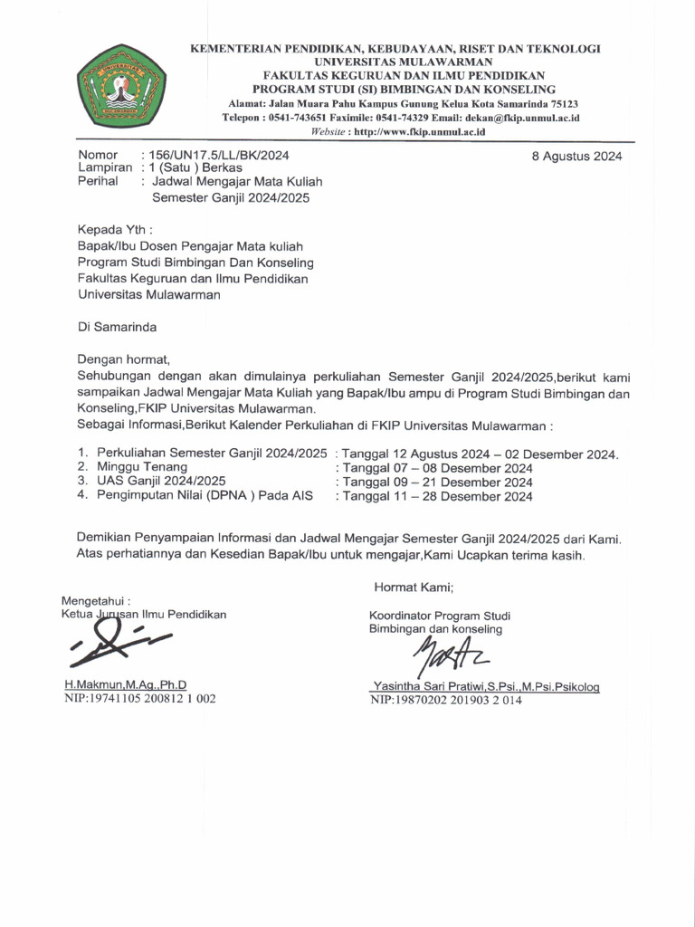 Jadwal Kuliah BK Ganjil 2024-2025 | PDF Jadwal Kuliah BK Ganjil 2024-2025 | PDF