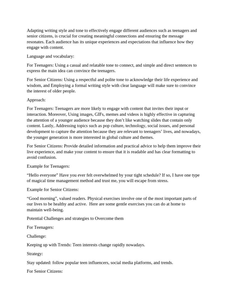 Adapting Writing Style and Tone To Effectively Engage Different ...