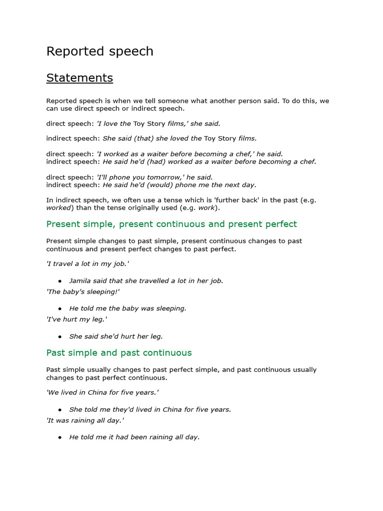 Reported speech.doc | PDF