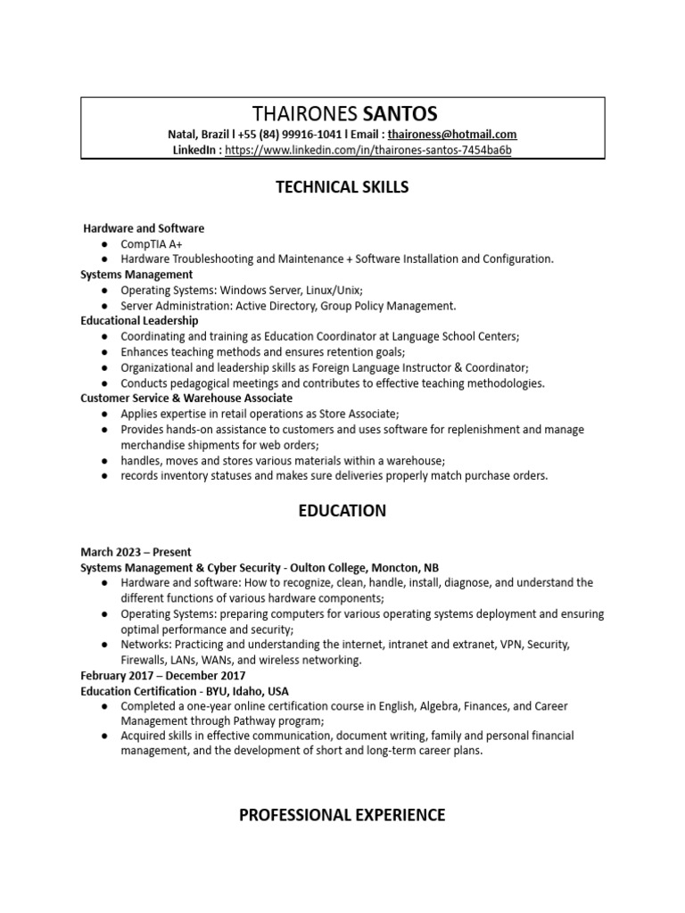 Resume For International Application | PDF