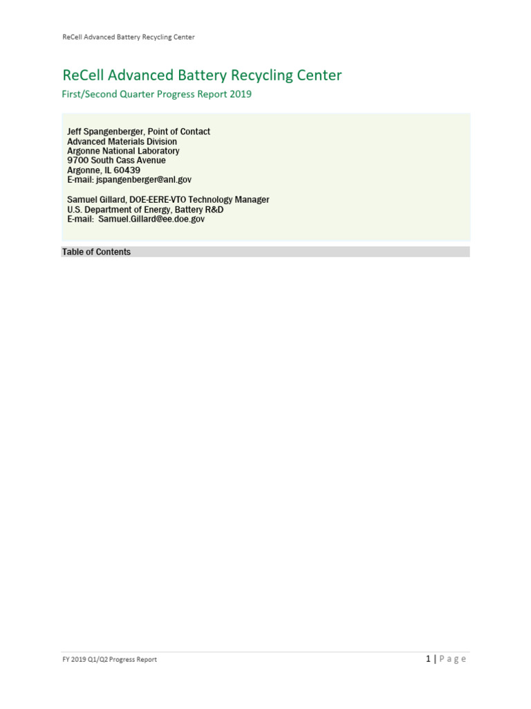 ReCell Advanced Battery Recycling Center | PDF