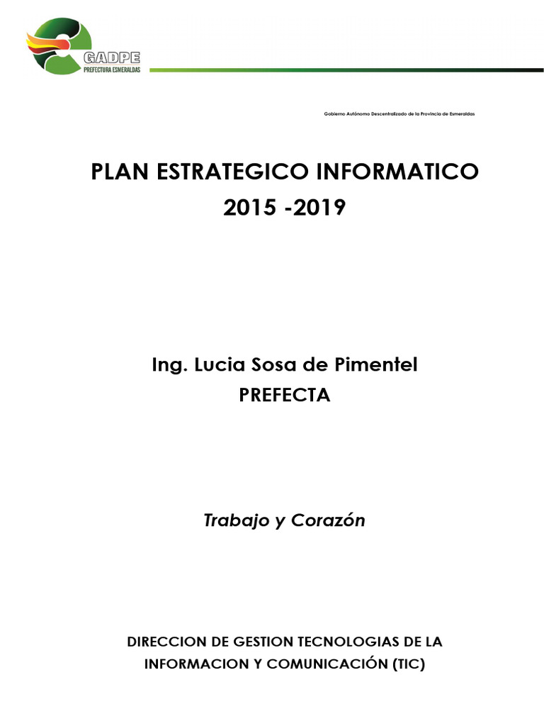 Plan-Estrategico-Informatico-2015-2019 Esmeraldas | PDF