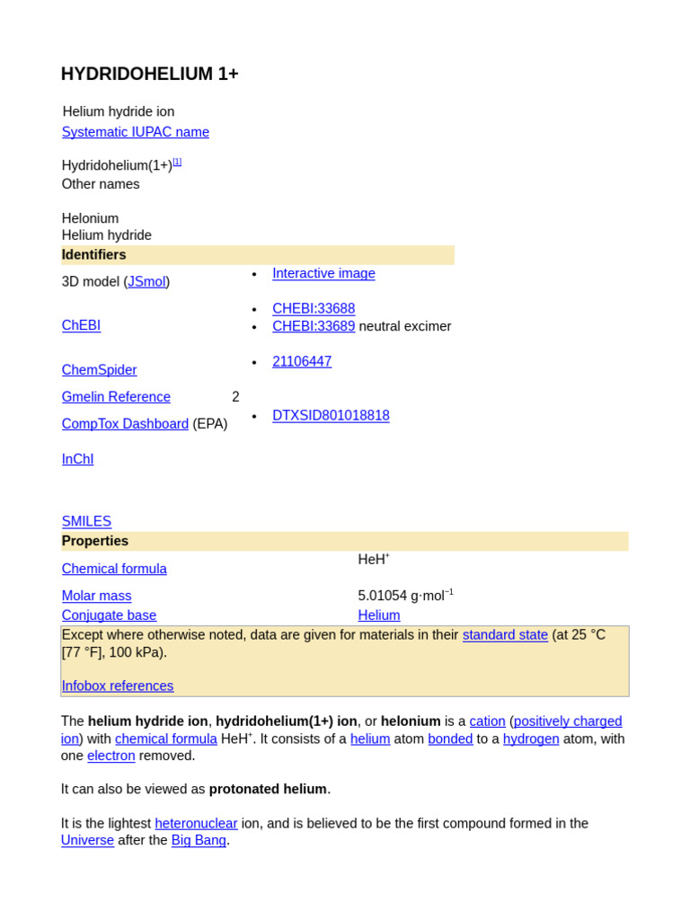 Helium Hydride | PDF