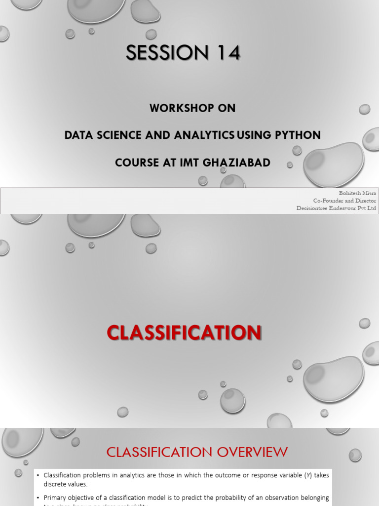 Data Science and Analytics Using Python - Session14 - Classification | PDF