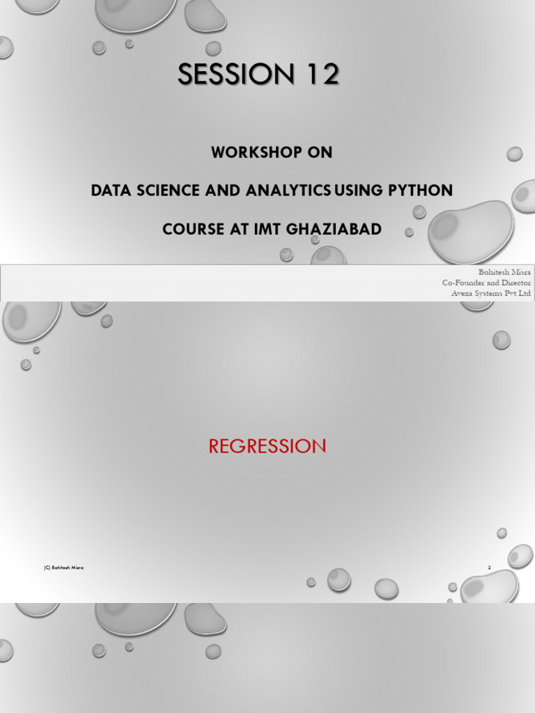 Data Science and Analytics Using Python - Session12 - Regression | PDF