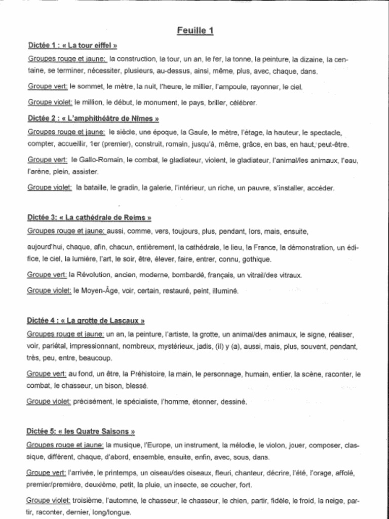 Mots 1 Dictee Histoire Des Arts | PDF