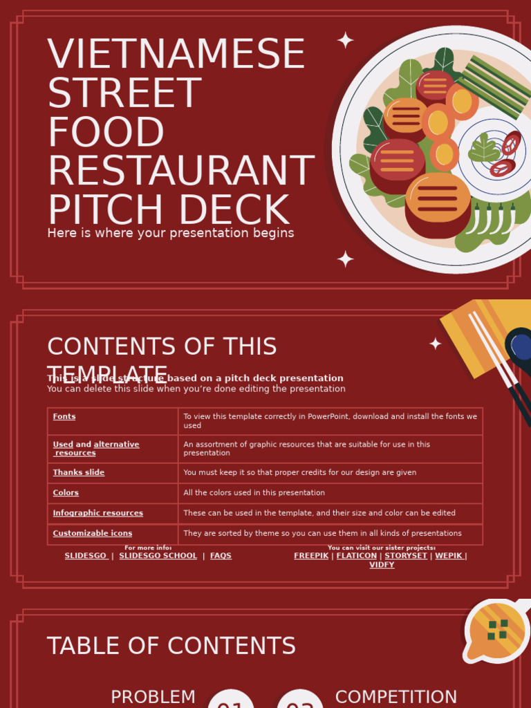 Vietnamese Street Food Restaurant Pitch Deck by Slidesgo | PDF