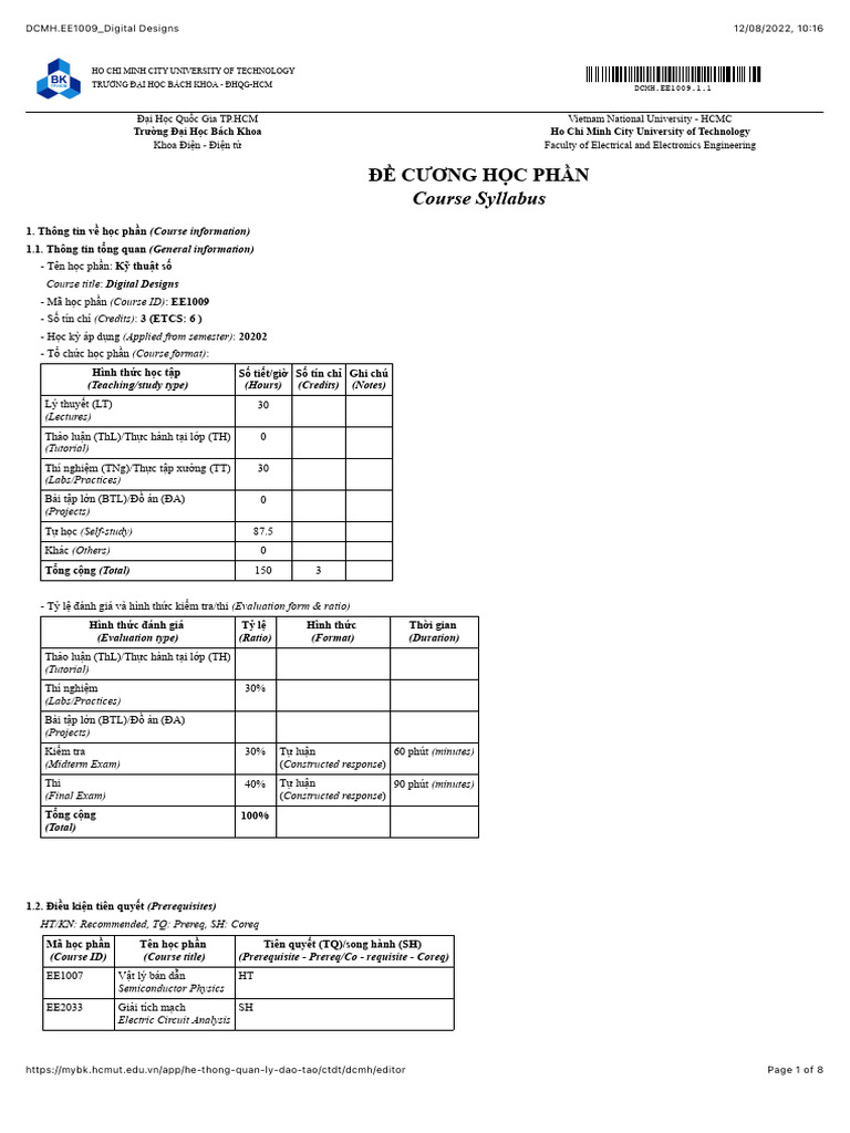 DCMH - EE1009 Ky Thuat So | PDF | Logic Gate | Computers