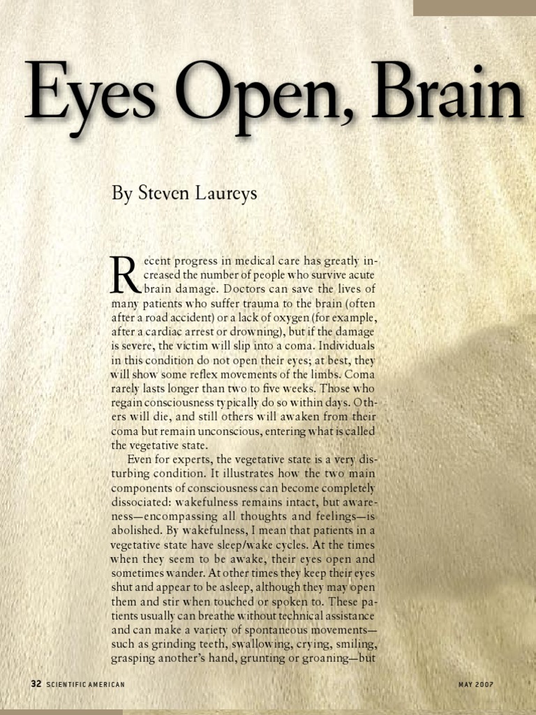 Eyes Open, Brain | PDF | Coma | Consciousness