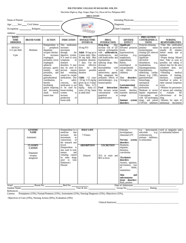 Drug Study Domperidone | PDF