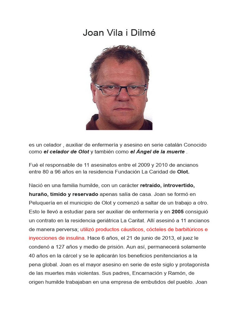 Joan Vila Dilmé: Asesino en serie en Olot | PDF