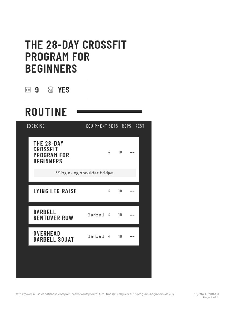 The 28-Day CrossFit Program For Beginners - Muscle & Fitness | PDF