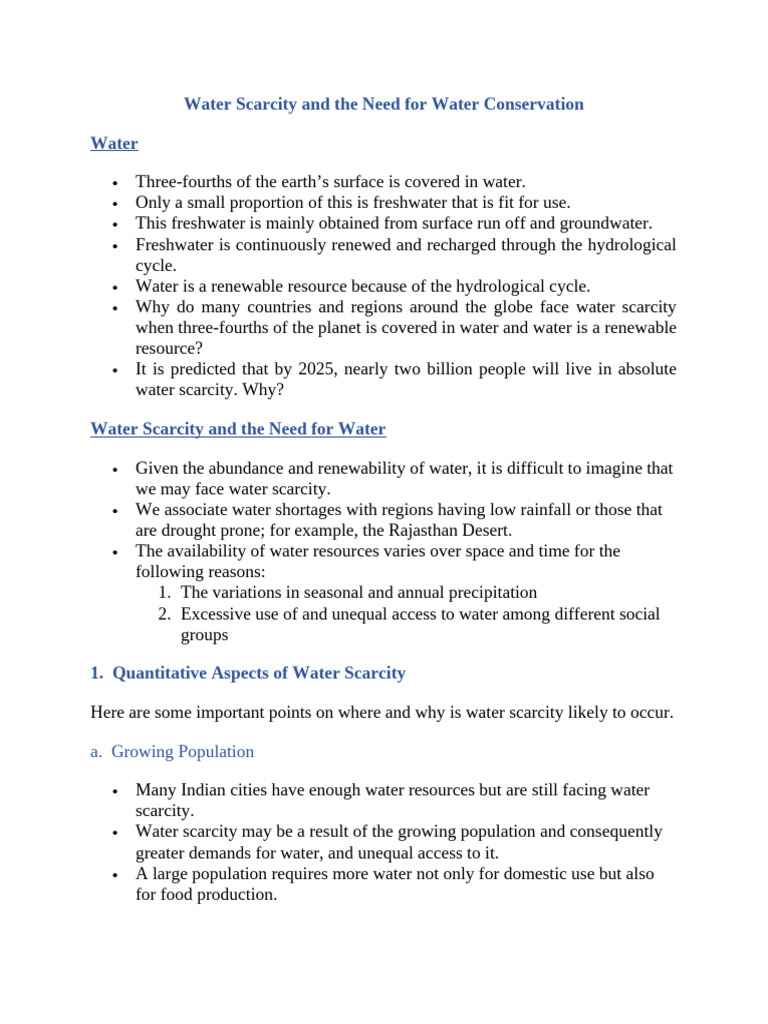 Chapter 3 Water Resources Notes | PDF