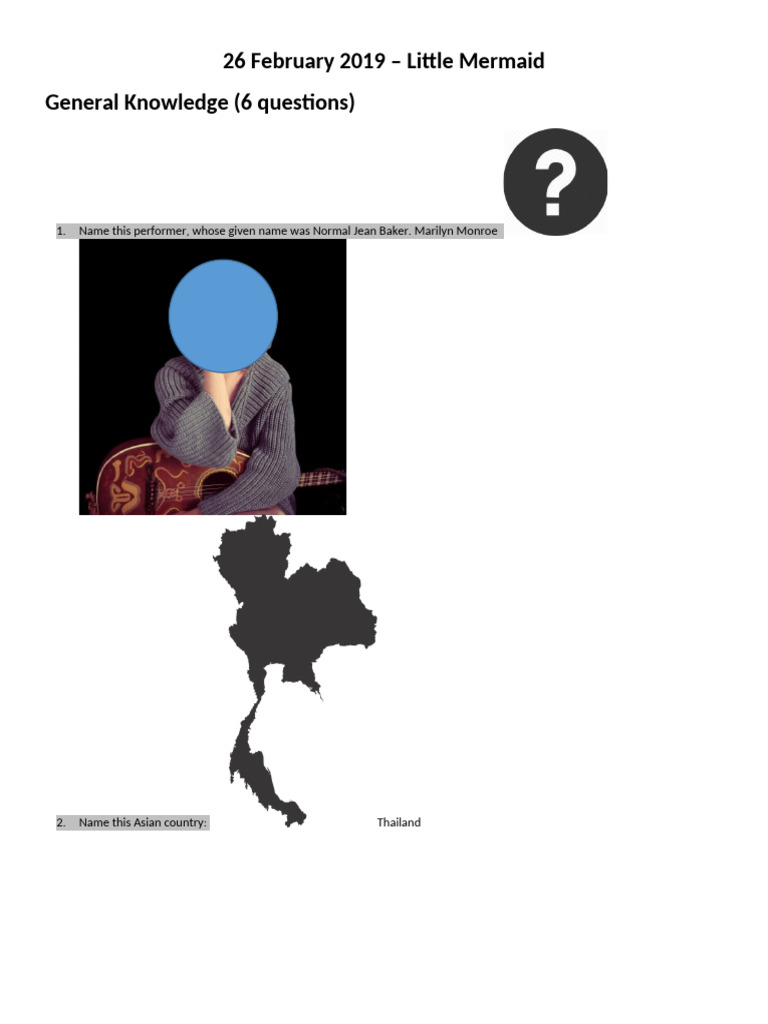 Quiz-20192602 Little Mermaid | PDF | Art | Young Adult