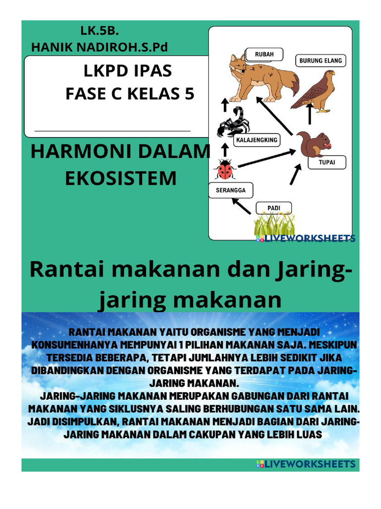 Lkpd Harmoni Dalam Ekosistem Pdf