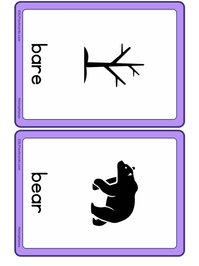 Homophones Medium Flashcards With Labels | PDF