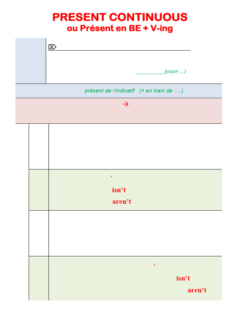 Present Continuous Cours Exercices 6e | PDF