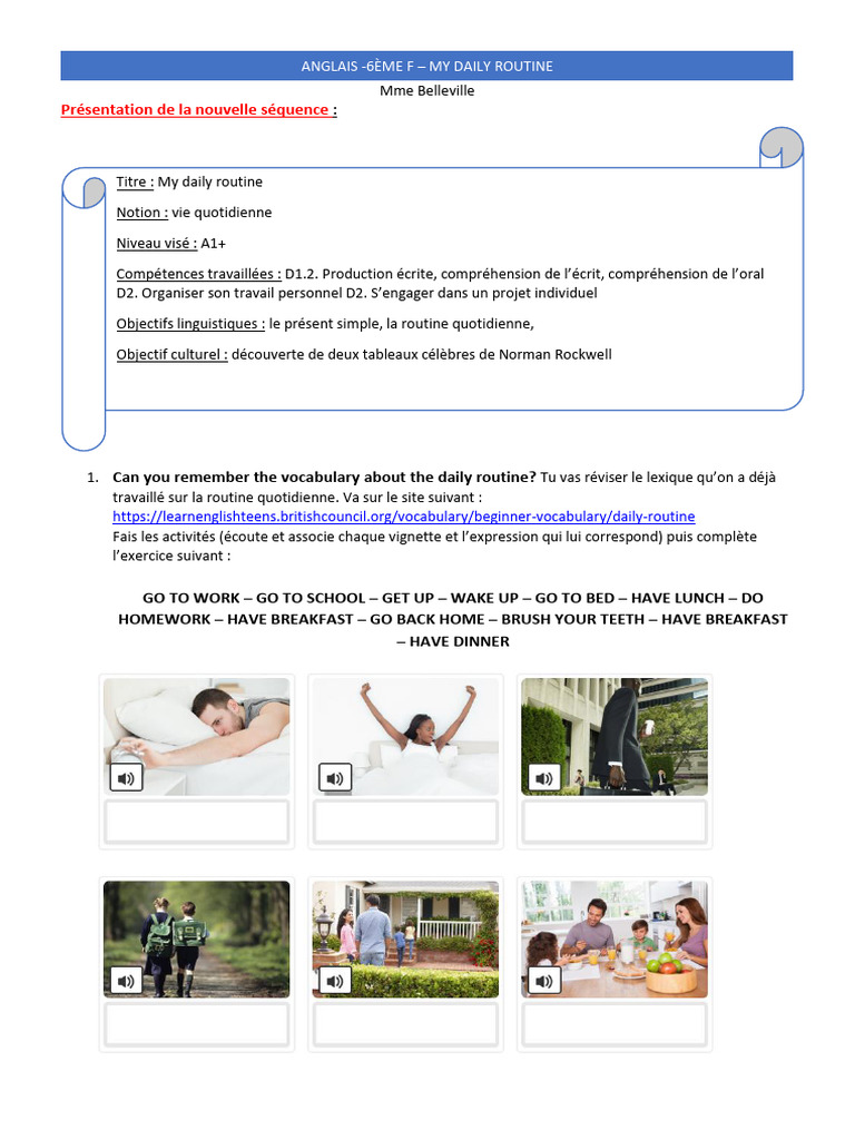 6emef Anglais Belleville Exercices 012 | PDF