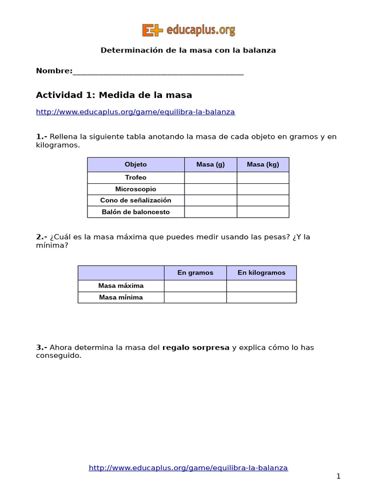 Actividad1-Medida de Masa | PDF