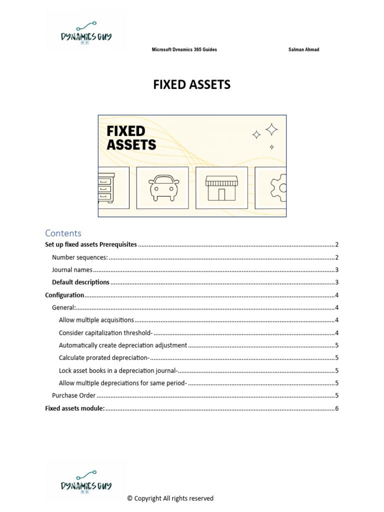 Fixed Assets Chapter 1 in D365 F&O | PDF | Depreciation | Fixed Asset