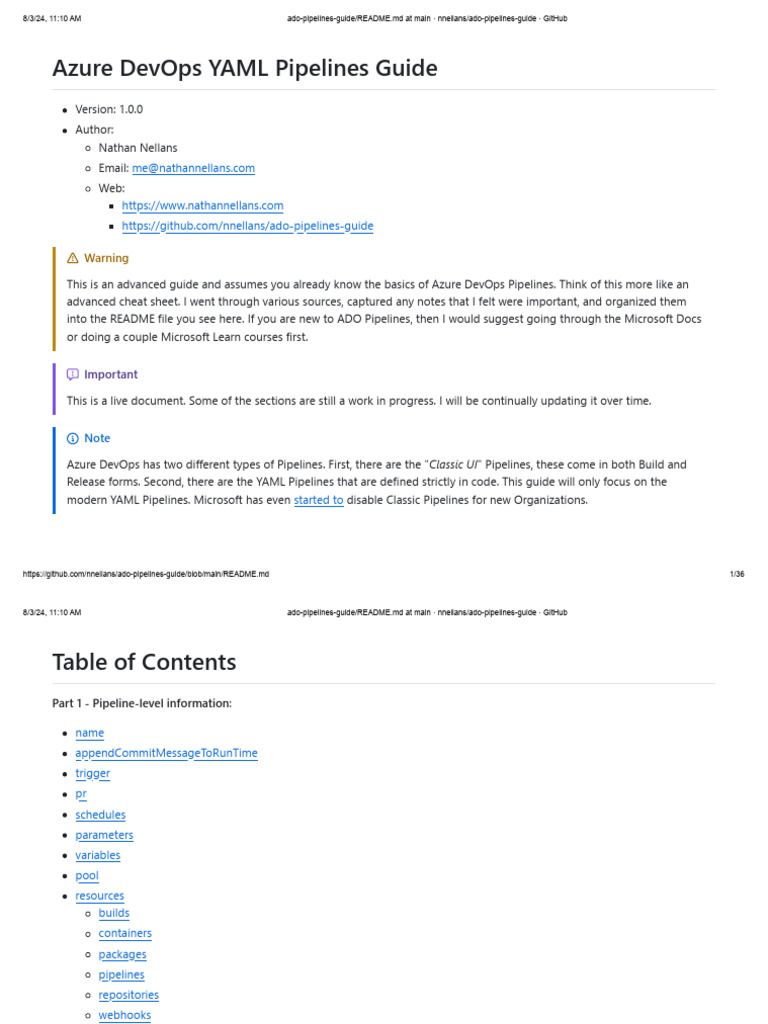 Azure DevOps Pipelines Guide - Nathan Nellans | PDF | Parameter ...