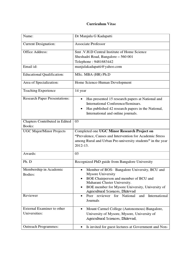 Dr Manjula G Kadapatti, Home Science | PDF