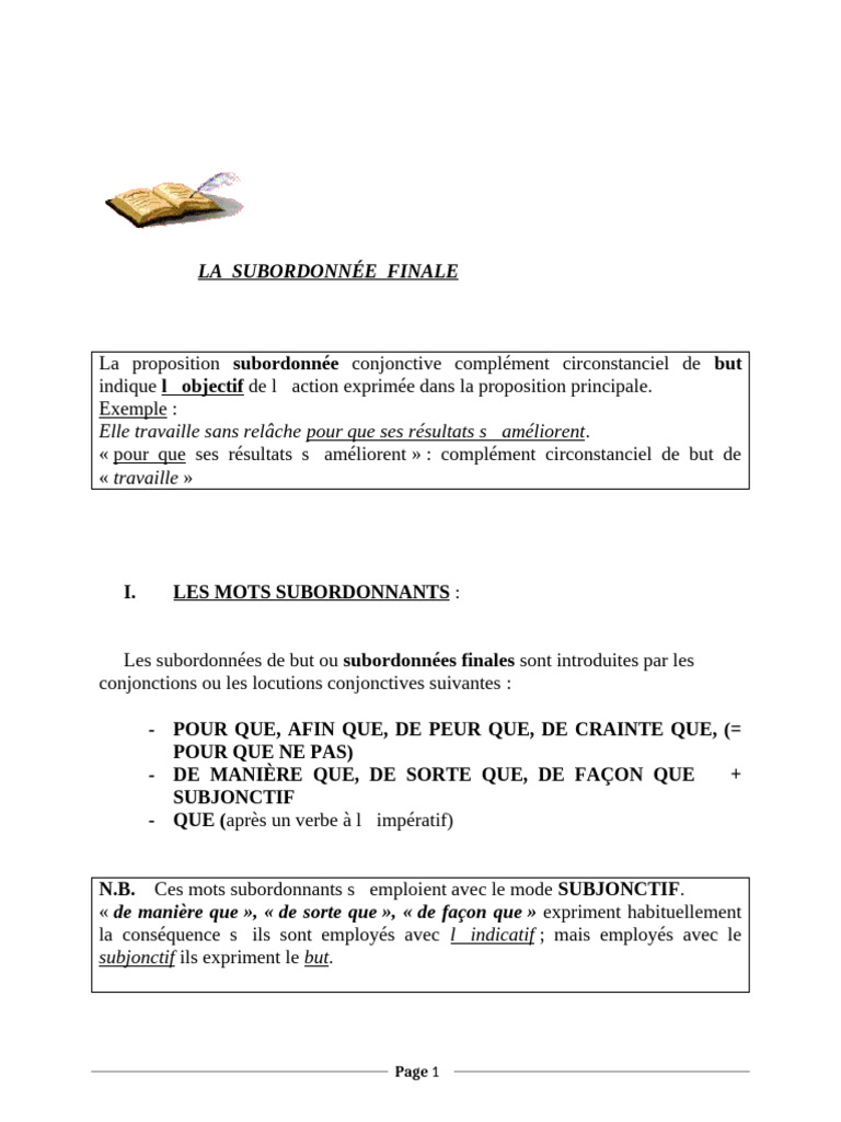 La Subordonnee Finale | PDF