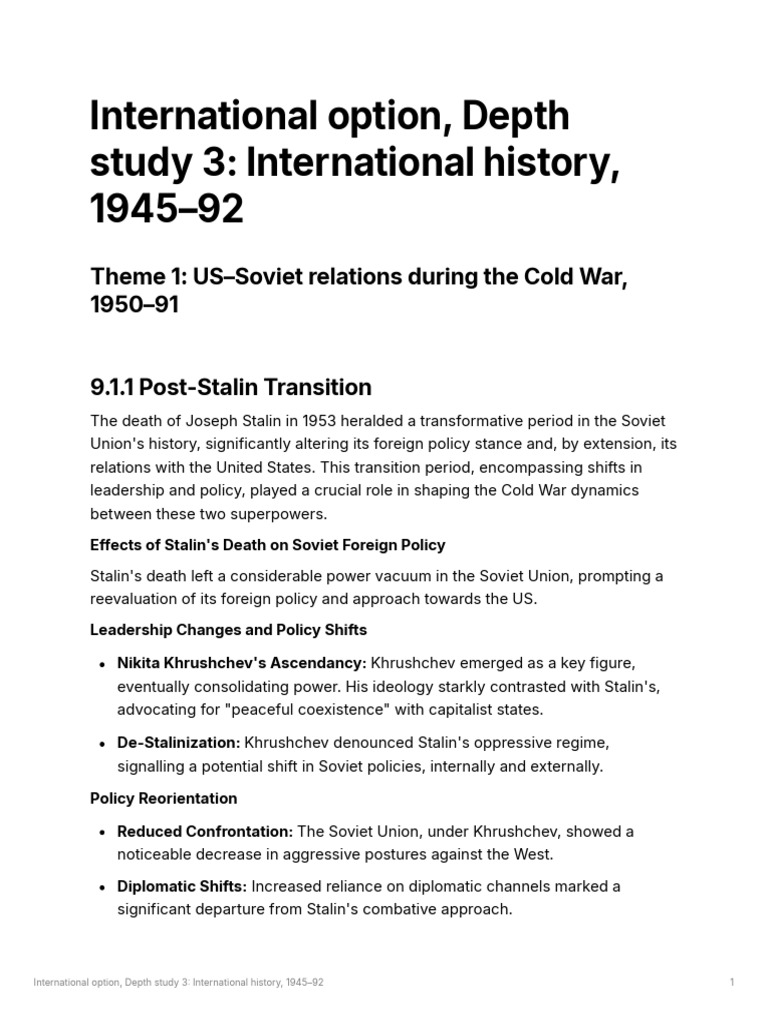 US-Soviet Relations During The Cold War | PDF
