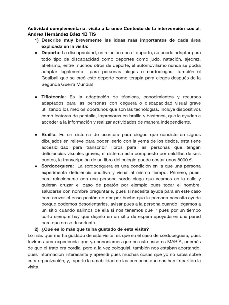 Actividad complementaria Once | PDF