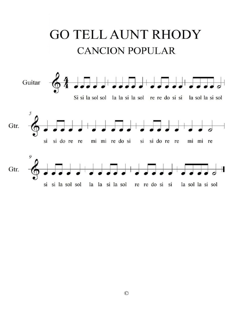 Go Tell Aunt Rhody | PDF