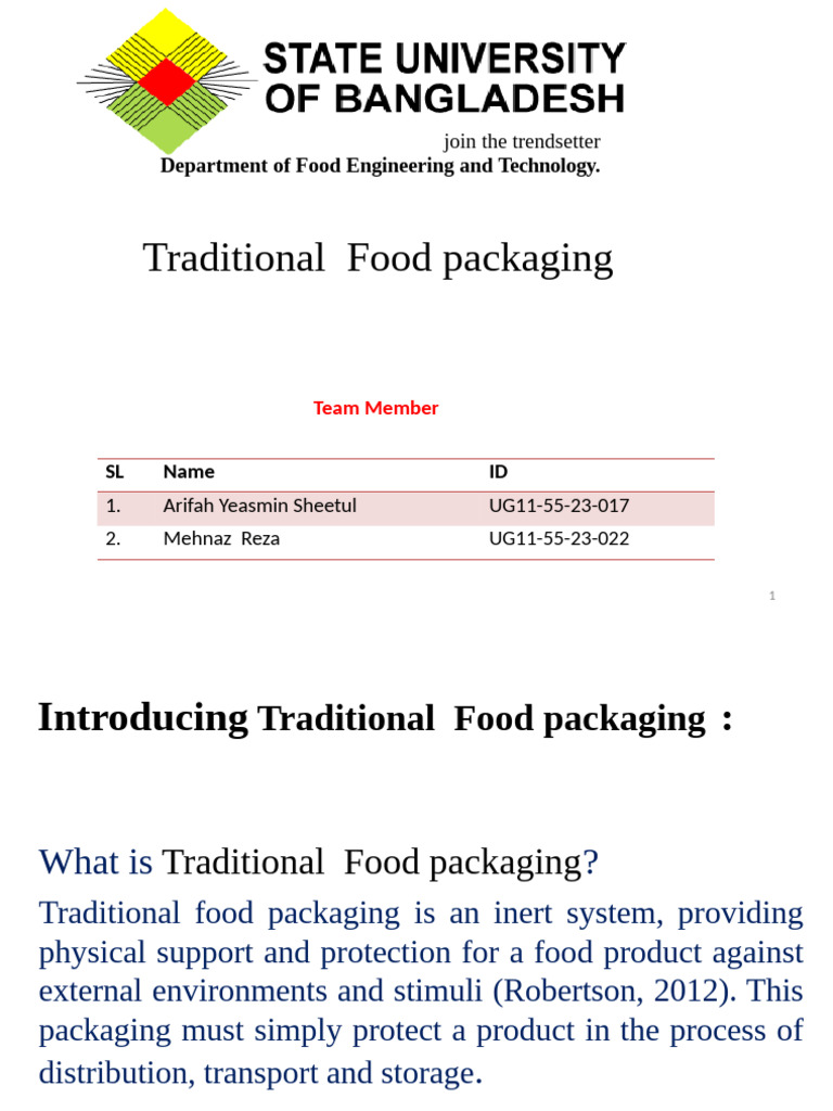 Traditional Food Packaging | PDF