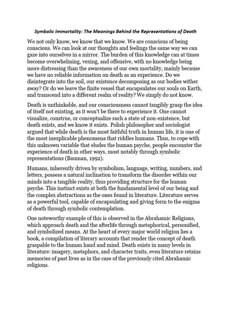 Symbolic Immortality | PDF