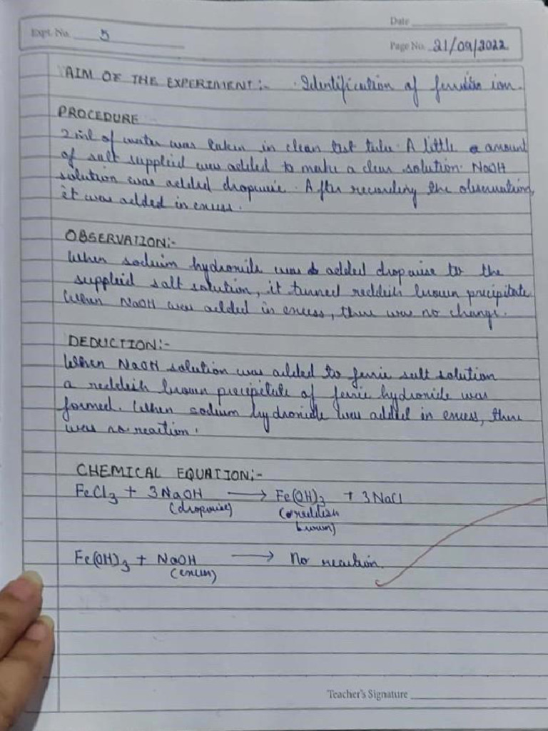 Chemistry Experiment - 5 | PDF
