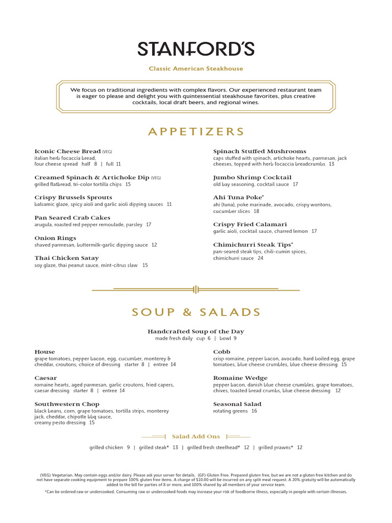 Stanfords Main Menu - Web | PDF