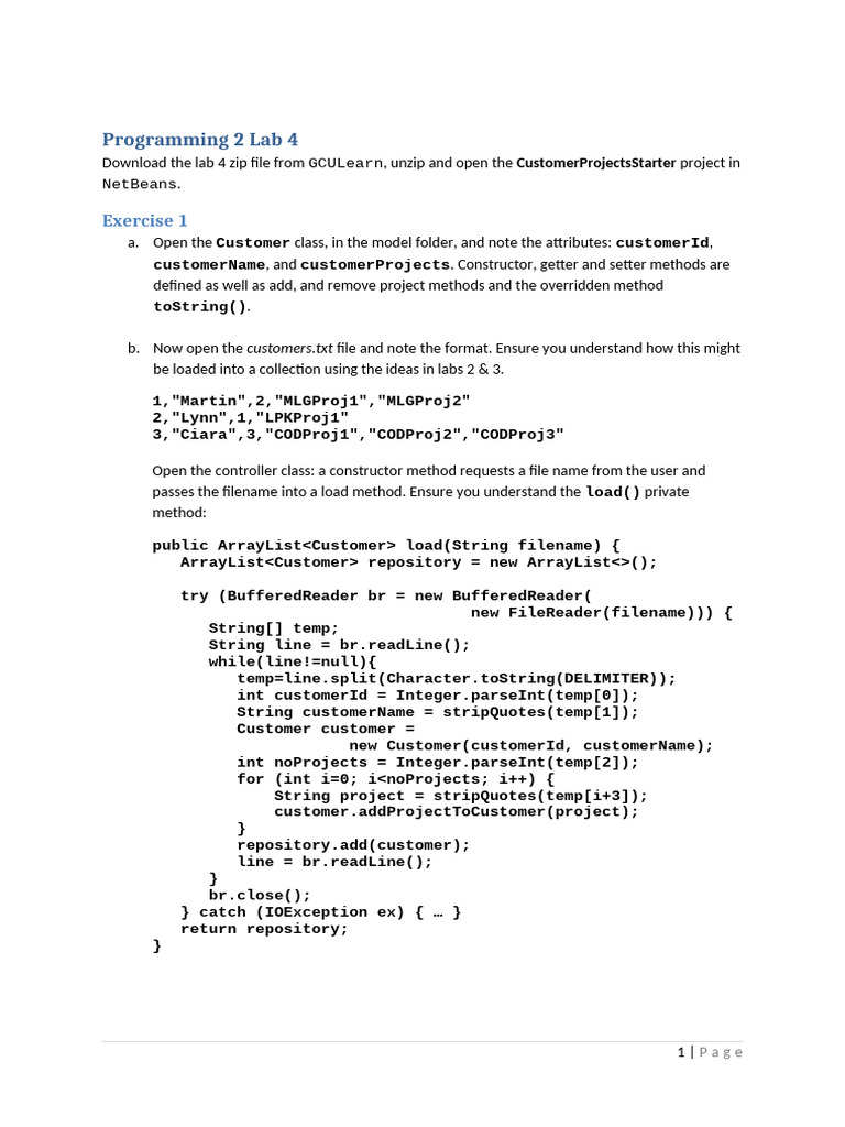 Programming 2 Lab 4 | PDF