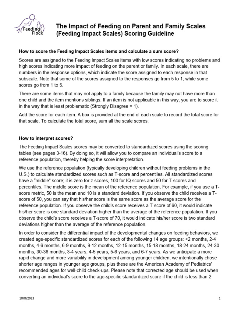 Feeding Impact Scales Scoring Guideline 10-8-2023 1 | PDF | Standard ...