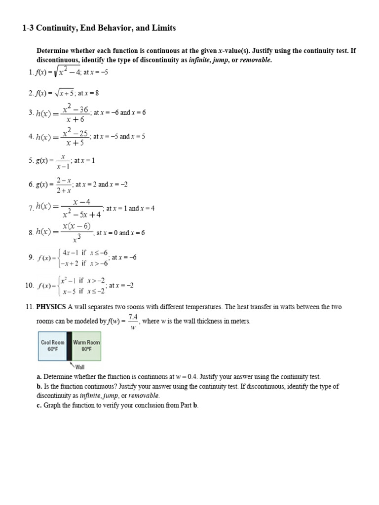 1 3 Continuity End Behavior and Limits | PDF