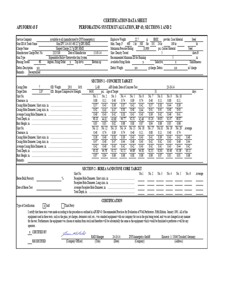 API 43F DW 22.7g DP2 ST HMX 114-16,5spm-60 | PDF