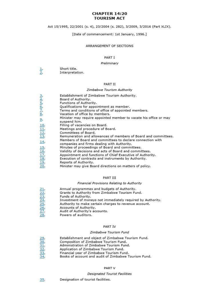 Tourism-Act-No.-15-of-1995 | PDF