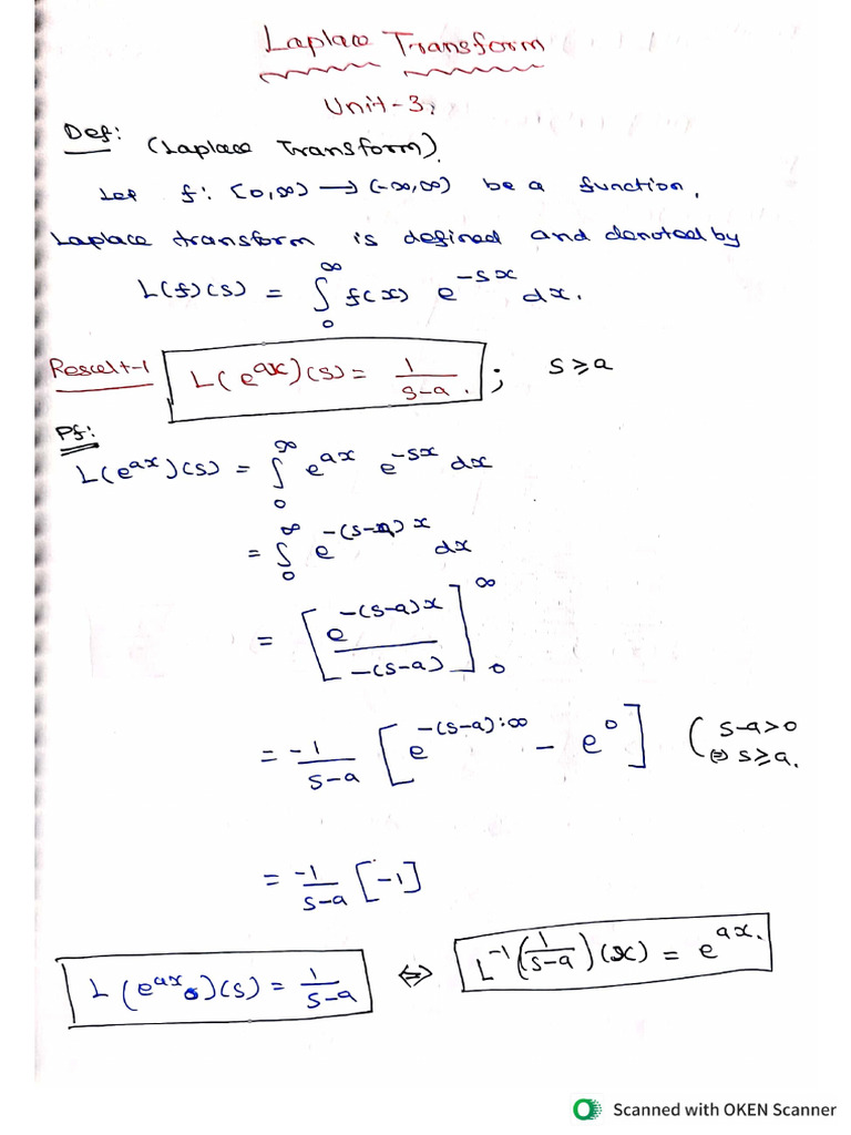 Laplace Transformations - Notes | PDF
