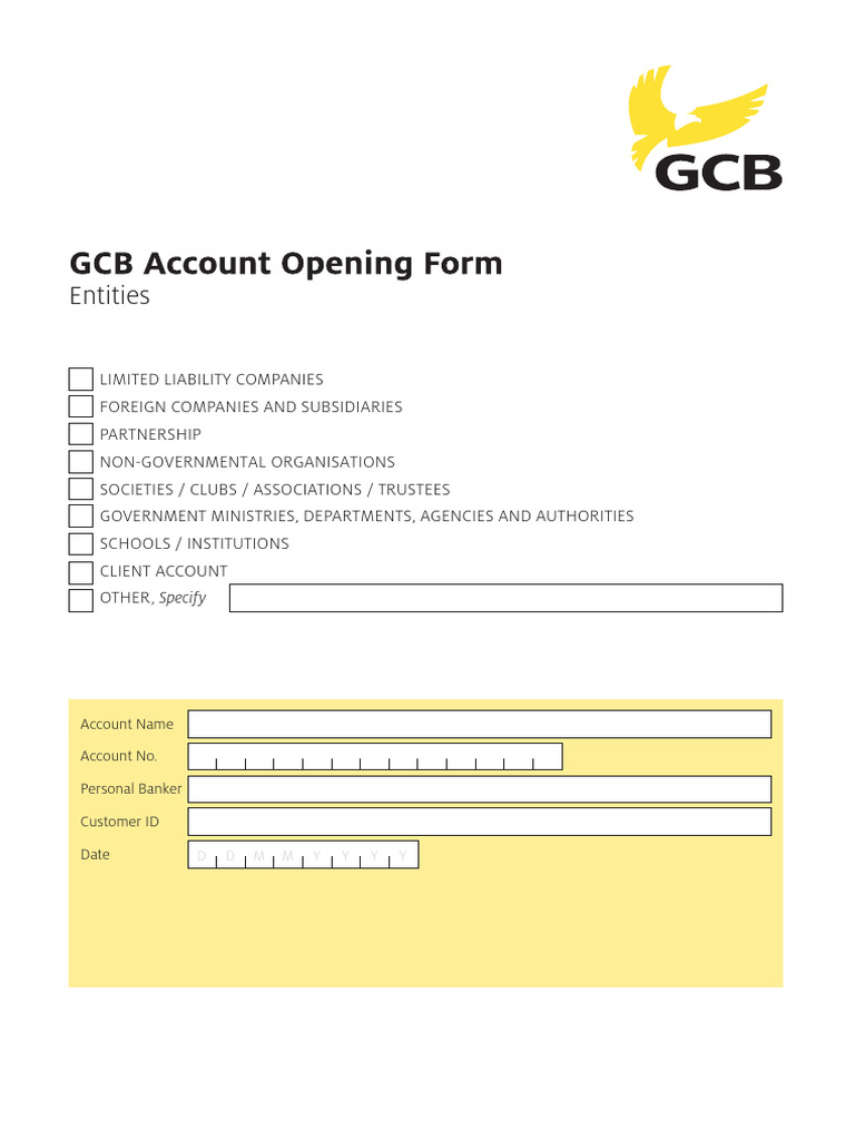 GCB Entity Account Opening Form | PDF