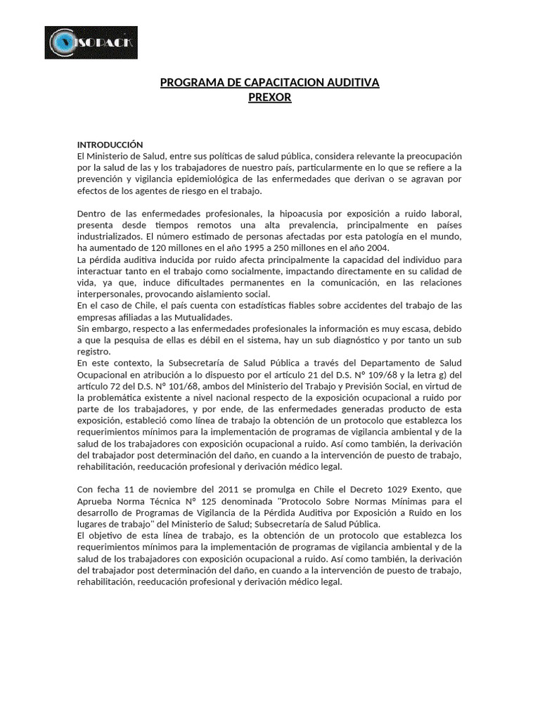 Programa Capacitacion Auditivo Prexor | PDF