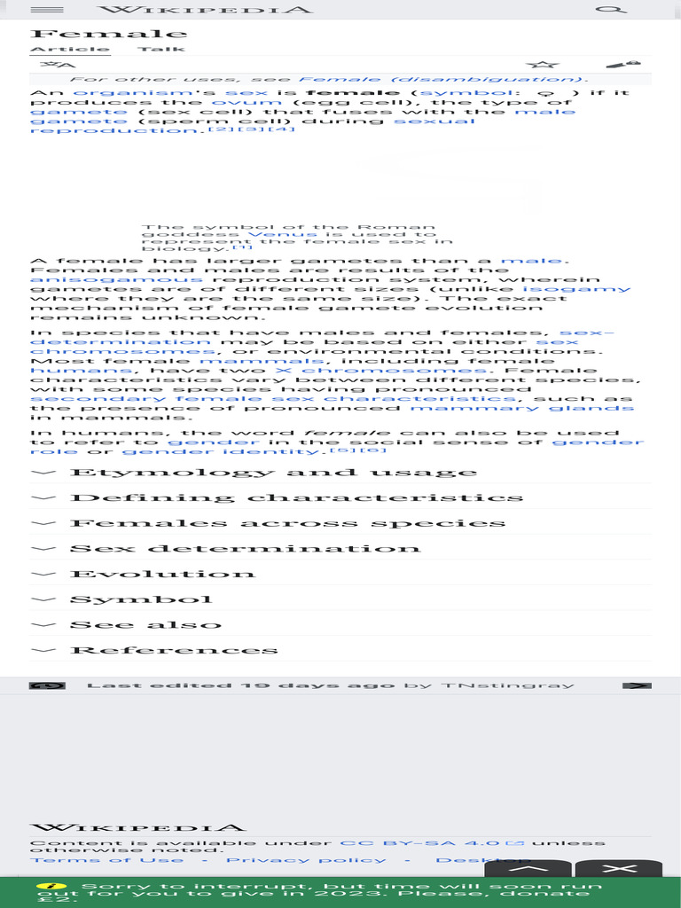 Female - Wikipedia | PDF